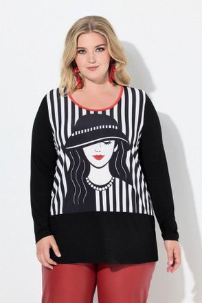 Miamoda T-Shirt Langarmshirt A-Linie Frauen-Motiv