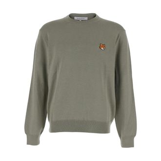 Maison Kitsun&eacute; Fox Head Merino Regular Jumper - - Knitwear - Herren - Gr&uuml;n - M