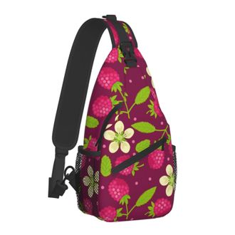 AOOEDM Lila Himbeermuster Umhängetasche für Damen und Herren, Umhängetaschen mit Fruchtdruck, lässiger Sling-Rucksack, Brusttasche, Reisen, Wandern, Tagesruc
