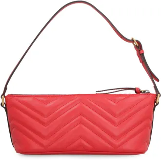 Gucci Womens Gg Marmont Leather Shoulder Bag Red Calf Handbags Hand
