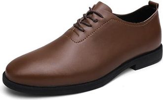 Generic Chaussures Oxford for Hommes à Lacets, Bout Rond, Couleur Unie, Cuir, Basses, résistantes, antidérapantes, Classiques(Marron,41 EU)
