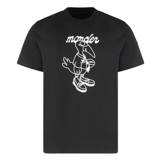 Moncler Baumwoll-T-Shirt mit Kontrastdruck - - Tops - Herren - Schwarzk - M