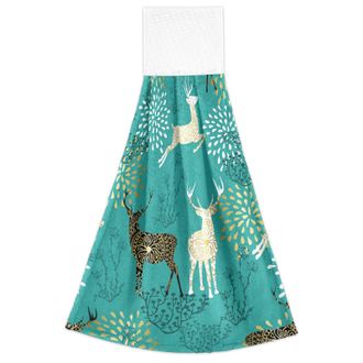 PUXUQU Küchentücher mit Aufhängeschlaufe Weihnachten Rentier Hirsch Geschirrtücher für Küche, saugfähige Küchenhandtücher saugfähige Küchenwaschlappen Geschi