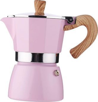 Colcolo Mokkakanne aus Aluminiumlegierung, langlebig, manuelles, rosa, tragbar, achteckig, für Café, Restaurant, Büro, Reisen, Heimgebrauch, 300ml