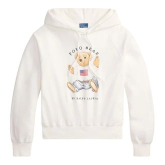 Ralph Lauren Femme, Sweatshirts et sweats &agrave; capuche, Blanc, Taille: 38 FR Sweat &agrave; capuche en molleton Polo Bear coupe ajust&eacute;e