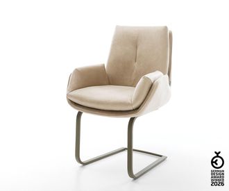 DELIFE Freischwinger Clea-Flex Mikrofaser Beige Vintage Freischwinger flach Effektfinish Titan, Esszimmerst&uuml;hle