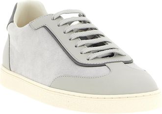 Brunello Cucinelli Brushed Calfskin and Suede Sneaker - Gray