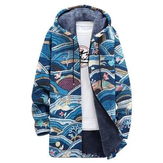 Generic Manteau Homme Hiver Chaud,Manteau dhiver masculin robuste-veste en cuir rembourr&eacute;e &agrave; manches longues manteau &eacute;pais pour climats froids (Light Blue, XX