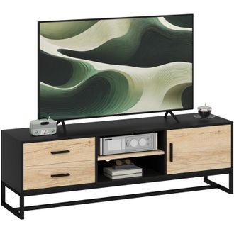HOMCOM Homcom - tv Schrank tv Board mit Schrankfach, Schubladen, 2 offenen F&auml;chern 140 cm lang tv Lowboard mit Kabelmanagement f&uuml;r Fernseher bis zu 60 Zoll