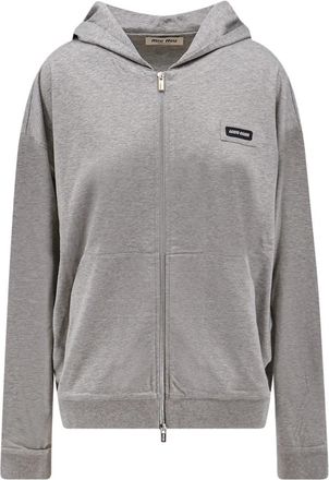Miu Miu Rei&szlig;verschluss-Sweatshirt - - Sweatshirts & Hoodies - Damen - Grau - S