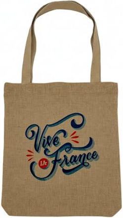 Fabulous Sac Shopping Tote Bag Aspect Lin - Vive La france Typographie Vintage Foot Supporter - Sac de Courses Toile Epaisse 360g Beige Naturel Cabas Port&eacute; Epa