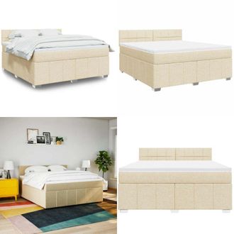 vidaXL Boxspringbett mit Matratze Creme 180x200 cm Stoff - Vidaxl