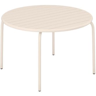 Vente-Unique Table de jardin ronde D.110 cm en m&eacute;tal - Beige - MIRMANDE de MYLIA