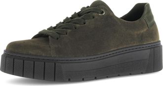 Gabor Damen Low-Top Sneaker, Frauen Sneaker,g-Weite,glatt-Leder,antikrosa,silbrt,Casual,Fashion,metallic,Effekt,Gold,Oliv/Forest,38.5 EU / 5.5 UK