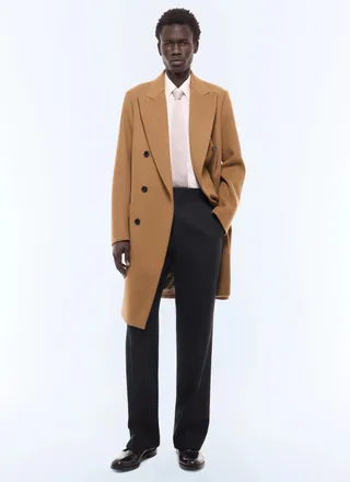 Fursac Manteau en laine et cachemire &agrave; chevrons - Taille 44 - Homme