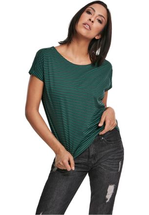 Urban Classics Damen Ladies Yarn Dyed Baby Stripe Tee T-Shirt, per Pack Mehrfarbig (darkfreshgreen/Black 02055), Small (Herstellergr&ouml;&szlig;e: S)