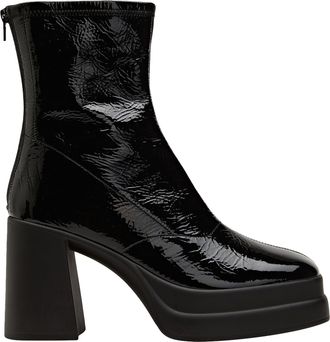 8 by YOOX PATENT SQUARE TOE ANKLE BOOTS