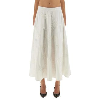 Rotate Rotate Birger Christensen, Femme, Jupes, Blanc, Taille: 38 FR Floral Midi Skirt