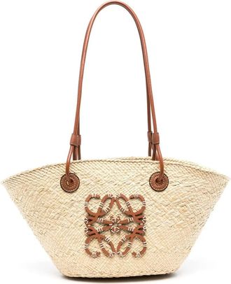 Loewe sac cabas tressé à patch logo - Tons neutres