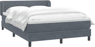vidaXL Boxspringbett mit Matratze Dunkelgrau 140x220 cm Samt vidaXL