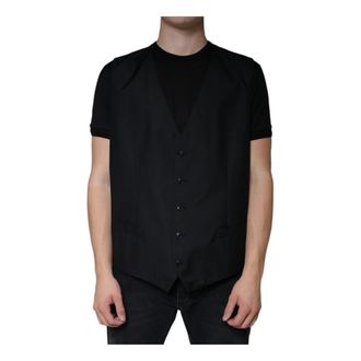Dolce & Gabbana Schwarze Wollweste Kleidweste - - Jackets - Herren - Schwarzk - 3XL