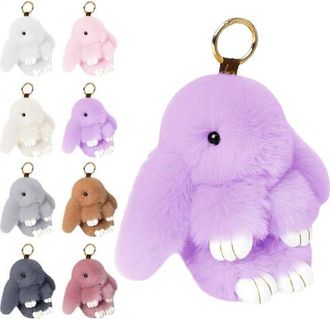 Generic Porte-clés Bunnylu-lu avec 8 couleurs, porte-clés lapin Lu-lu mignon fait à la main pour femme, porte-clés lapin en peluche pour sacs, téléphones, clé