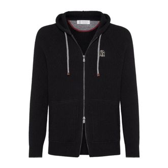 Brunello Cucinelli English Rib Kapuzenpullover - - Sweatshirts & Hoodies - Herren - Schwarzk - M