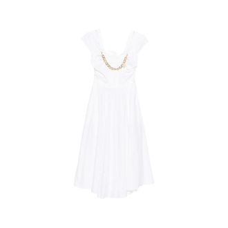 Elisabetta Franchi Stretch-Baumwollkleid mit Schmuckkette - - Dresses - Damen - Wei&szlig; - S