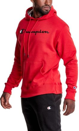 Champion Herren, Fleece, Hoodie, Comfortable Mens Sweatshirt, Script Logo (Reg. Or Big & Tall) Kapuzenpullover, Team Red Scarlet, XXL Größen