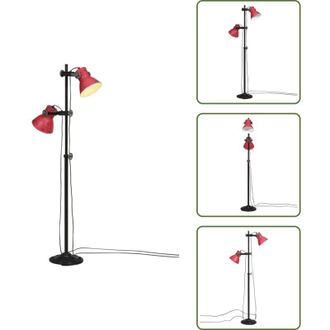 vidaXL Meuble en bois de manguier - vidaXL Lampadaire 25 W rouge d&eacute;lav&eacute; 25x25x90/160 cm E27 - Lampe r&eacute;glable