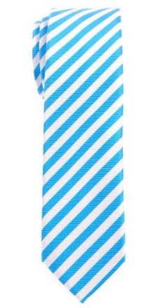 Retreez Cravate Fine Slim &Agrave; rayures Tiss&eacute;e en Microfibres de Bleu et Blanc