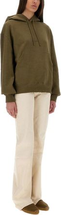 Saint Laurent Logo Cotton Sweatshirt - Green