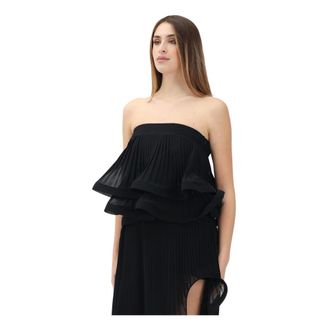 Simona Corsellini Femme, Tops, Noir, Taille: 36 FR Haut &Eacute;l&eacute;gant Noir Design Volant&eacute;