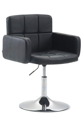 Clp Design Loungesessel LOS Angeles mit Kunstlederbezug | Höhenverstellbarer Esszimmerstuhl mit Trompetenfuß erhältlich, Farbe:schwarz