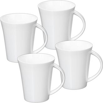 Wilmax England Wilmax - Teetassen & Kaffeetassen - 4er Set - 380ml - Kaffeebecher Porzellan - Becherset - Tasse für Tee, Kaffee, Cappuccino - Porzellantassen mit Gri