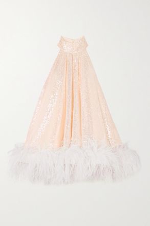 16Arlington Cindy Minikleid Aus T&uuml;ll Mit Pailletten Und Federn - Silber