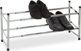 Premier Housewares Schuhregal, 2-st&ouml;ckig, ausziehbar, 36 x 113 x 22 cm, Chrom