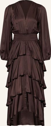 Maje Satinkleid Mit Volants braun