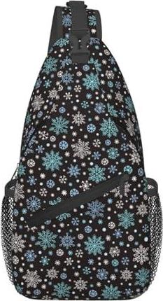 Generic Flocon De Neige Blanc, Vert Et Bleu Sac &Agrave; Bandouli&egrave;re Antivol Pochette Epaule L&eacute;ger Sac Banane Pour Homme Quotidien Femme