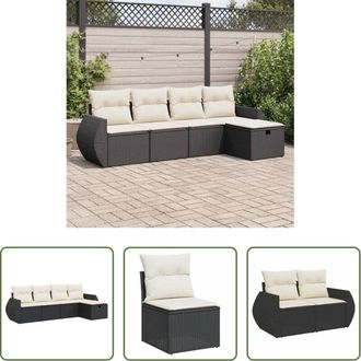 vidaXL vidaXL Gartenm&ouml;bel - 5-tlg. Garten-Sofagarnitur mit Kissen Schwarz Poly Rattan
