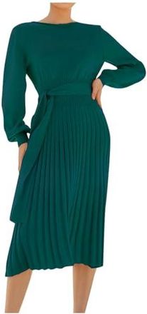 Generic Robes amincissantes &eacute;l&eacute;gantes de couleur unie pour femmes, robe chandail en tricot &agrave; col en V, vert fonc&eacute;, XXL