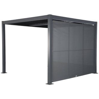 Sweeek Pergola bioclimatique aluminium et acier 3x3m + auvent 3m anthracite Palace