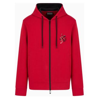 Emporio Armani Schlangenkollektion Kapuzen-Zip-Sweater - - Sweatshirts & Hoodies - Herren - Rot - M