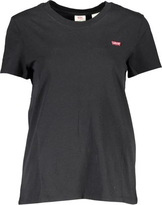 Levi's Femme, Tops, Noir, Taille: 36 FR T-Shirt &agrave; Manches Courtes et Col Rond