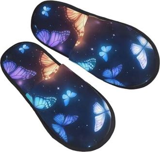 Generic Pantoufle Motif Papillon Nocturne Lumineux 2 Slippers Antid&eacute;rapants Hiver Chausson Pour Unisex Int&eacute;rieur Ext&eacute;rieur L