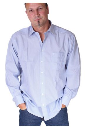 Marvelis Herren Businesshemd Non-Iron Comfort Fit, Langarm, Kent-Kragen, Streifen, 100% Baumwolle, blau 15, 40