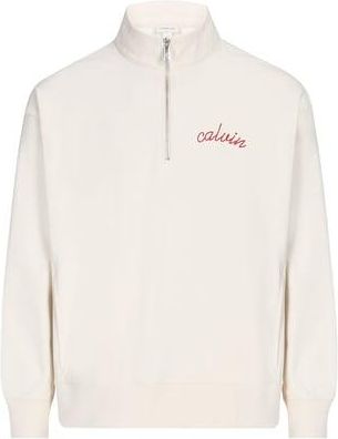 Calvin Klein Sweatshirt col zipp&eacute; en coton m&eacute;lang&eacute;