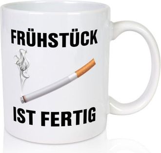 Generic Frühstück ist Fertig | Zigarette | Nikotin | Raucher - Tasse Weiss - Kaffeetasse/Geschenk/Familie