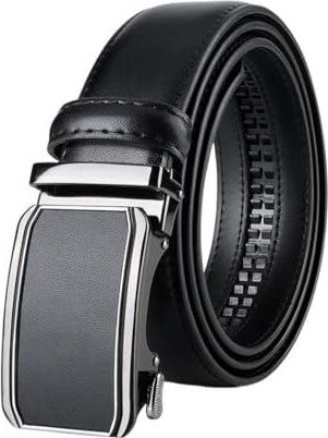 Generic Ceinture &agrave; cliquet en cuir pour homme avec boucle r&eacute;glable automatique, Noir, 120