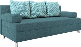 Mirjan24 Schlafsofa Dover, Sofa mit Bettkasten und Schlaffunktion, Bettsofa, Farbauswahl, Schlafcouch mit Chromfüße, Couch, Couchgarnitur (Schlafsofa ohne Pols